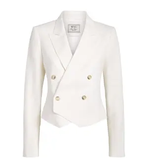 WITH NOTHING UNDERNEATH Linen Belgravia Cropped Blazer - Ivory