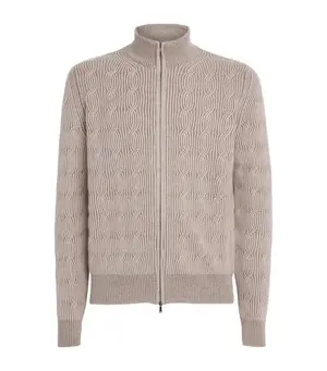 FIORONI CASHMERE Cable-knit Zip-up Sweatshirt