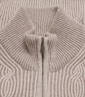 FIORONI CASHMERE Cable-knit Zip-up Sweatshirt