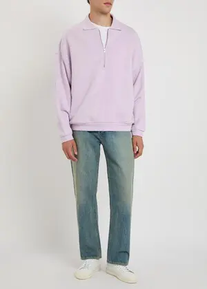 AGOLDE Pace Cotton Polo Sweatshirt - Pink