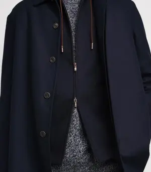 Colombo Wool Zip-up Hoodie - Navy