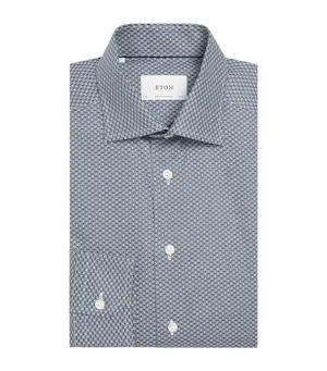 Eton Signature Twill Geometric Shirt - Navy