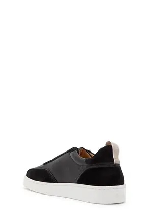 AURELIEN Leisure Panelled Grained Leather Sneakers