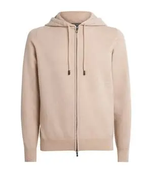 Colombo Cashmere Zip-up Hoodie - Beige