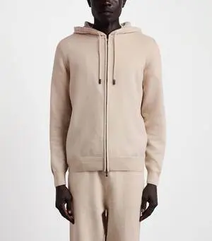 Colombo Cashmere Zip-up Hoodie - Beige