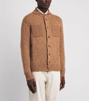 FIORONI CASHMERE Silk Mock-neck Cardigan