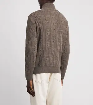 FIORONI CASHMERE Cable Knit Quarter-zip Sweatshirt