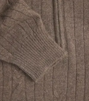 FIORONI CASHMERE Cable Knit Quarter-zip Sweatshirt