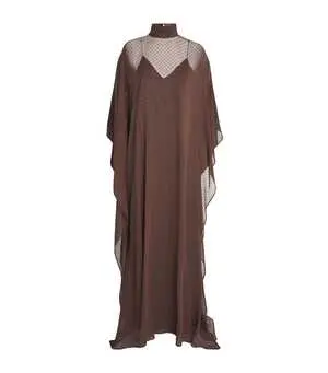 TALLER MARMO Silk-blend Muscat Kaftan Maxi Dress - Brown