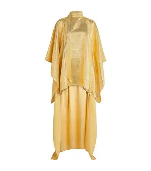 TALLER MARMO Silk-blend Denver Sunrise Kaftan Dress - Gold