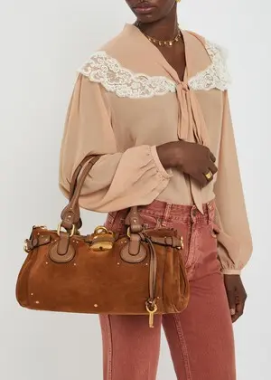 Chloé Paddington Suede Shoulder Bag - Terracotta