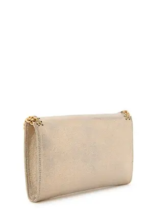 Stella McCartney Falabella Metallic Faux Suede Wallet-on-chain - Silver