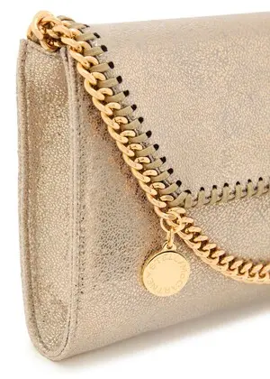 Stella McCartney Falabella Metallic Faux Suede Wallet-on-chain - Silver