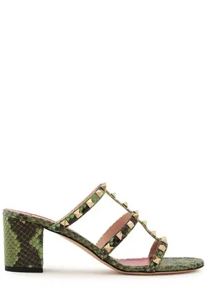 Valentino Garavani Rockstud 60 Real Python Leather Mules