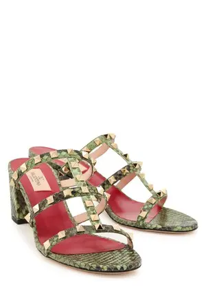 Valentino Garavani Rockstud 60 Real Python Leather Mules
