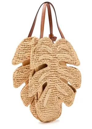 Staud Palm Raffia Top Handle Bag