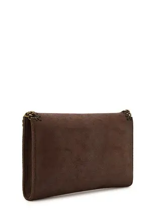 Stella McCartney Falabella Faux Suede Wallet-on-chain - Brown