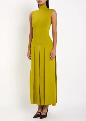 Alaïa Pleated Stretch Fine-knit Maxi Dress