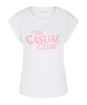 JUVIA Letter Print T-shirt - White