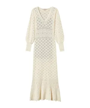 TWINSET Floral Knitted Maxi Dress - White