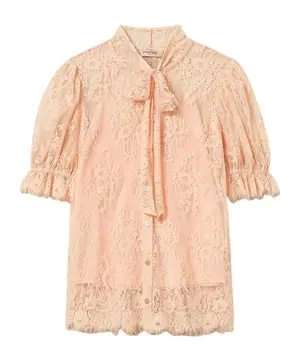 TWINSET Lace Bow Shirt - Nude