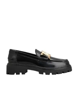 TOD'S Chain-detail Leather Loafers - Black