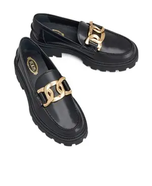 TOD'S Chain-detail Leather Loafers