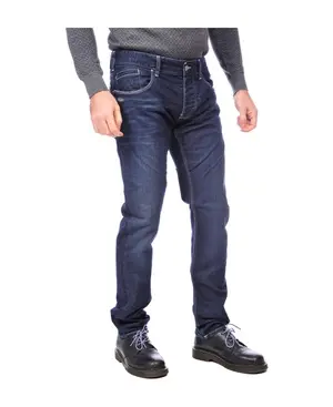 Emporio Armani Slim Fit Dark Wash Logo Jeans - Blue