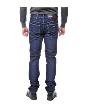 Emporio Armani Slim Fit Dark Wash Logo Jeans - Blue
