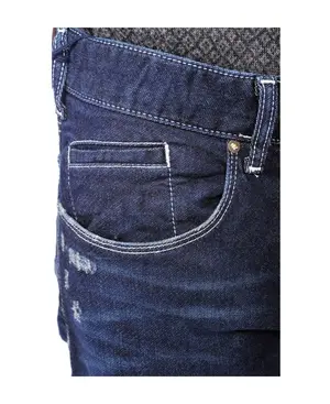 Emporio Armani Slim Fit Dark Wash Logo Jeans - Blue