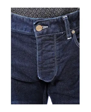 Emporio Armani Slim Fit Dark Wash Logo Jeans - Blue