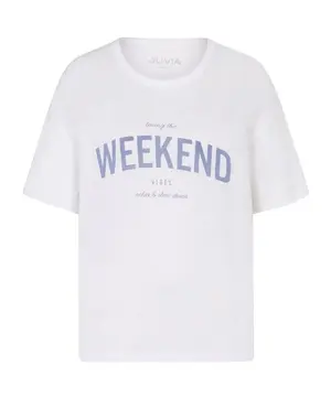 JUVIA Lettering Print T-shirt - White