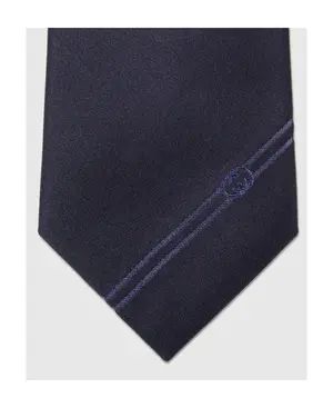 Gucci Silk Tie With Interlocking G - Black