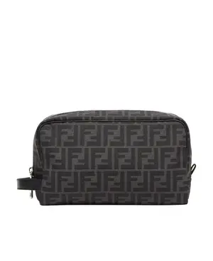 Fendi Ff Detailed Zipped Toiletry Case - Black