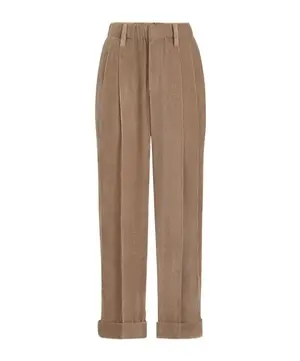 Brunello Cucinelli Fluid Corduroy Baggy Sartorial Trousers - Brown
