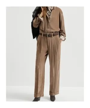Brunello Cucinelli Fluid Corduroy Baggy Sartorial Trousers - Brown