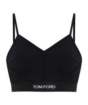 TOM FORD Logo Intarsia V-neck Top - Black