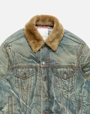 Acne Studios Fur Collar Denim Jacket - Medium Blue