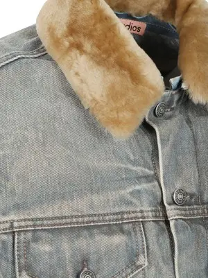 Acne Studios Fur Collar Denim Jacket - Medium Blue