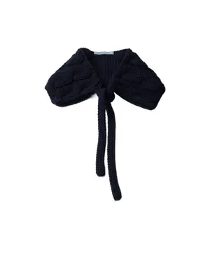 Prada Cable-knit Wool Collar Navy Blue
