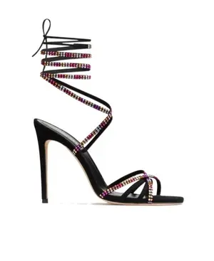 Paris Texas Embellished Crossover Strap Sandals - Black
