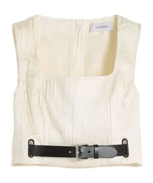 Sportmax Belt Square-neck Top - Ivory