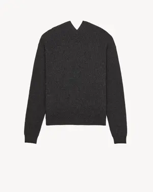 Saint Laurent V-back Cardigan In Rib-knit Wool