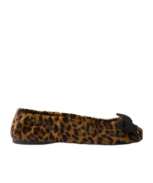 Prada Printed Leather Ballerinas With Bow