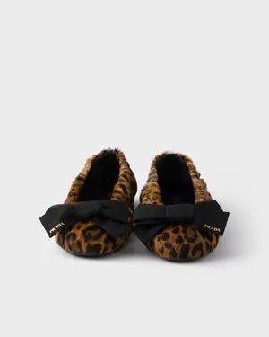 Prada Printed Leather Ballerinas With Bow