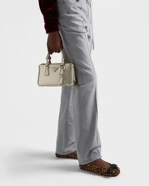 Prada Printed Leather Ballerinas With Bow