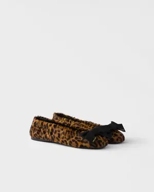 Prada Printed Leather Ballerinas With Bow