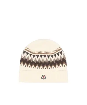 Moncler Moncler Jacquard Wool Beanie Ivory