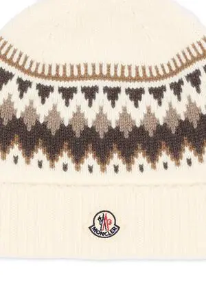Moncler Jacquard Wool Beanie - Ivory