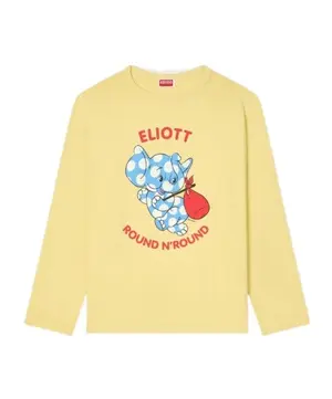 Kenzo Cartoon' Long Sleeve T-shirt In Cotton - Vanilla